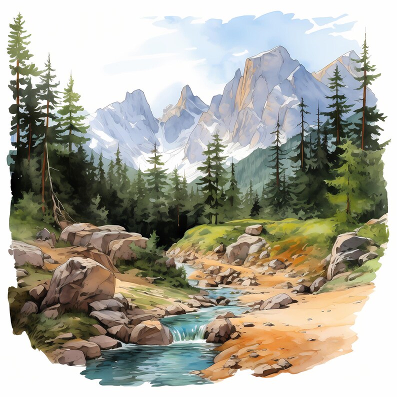 Triglav National Park Watercolor Sketch Triglav National Park - Etsy