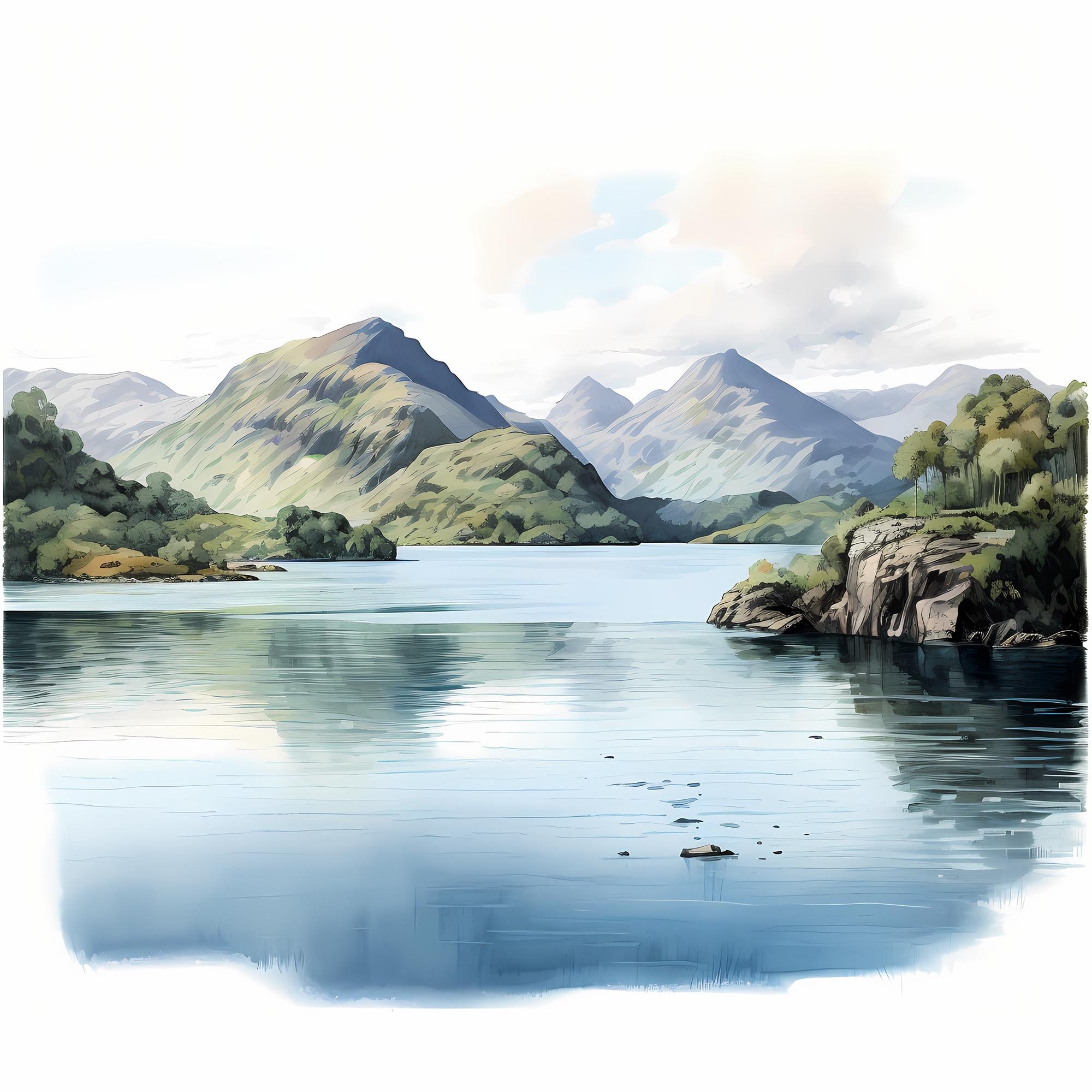 Loch Lomond and the Trossachs National Park Watercolor Sketch - Etsy