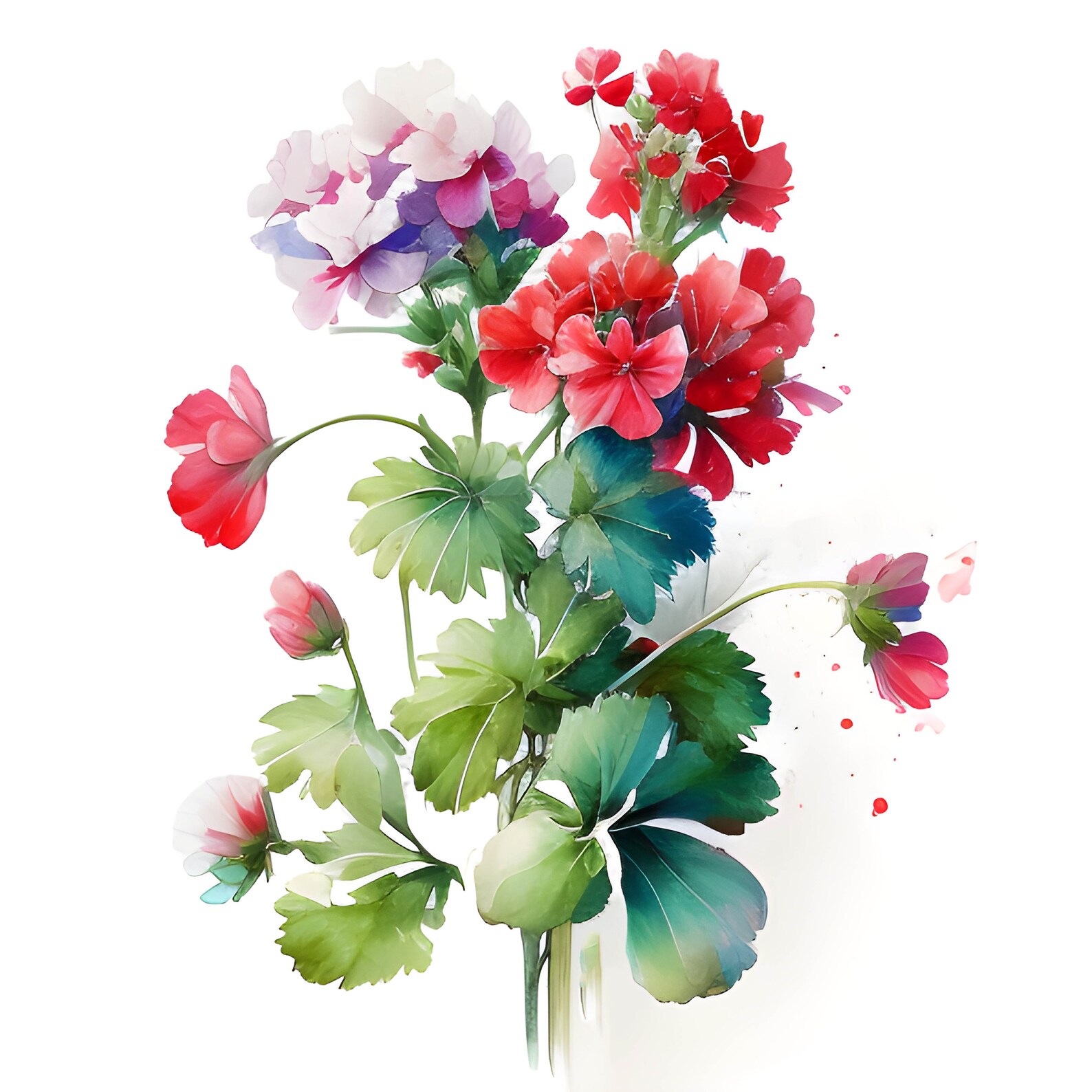 Geranium Watercolor Clipart Watercolor Floral Clipart - Etsy