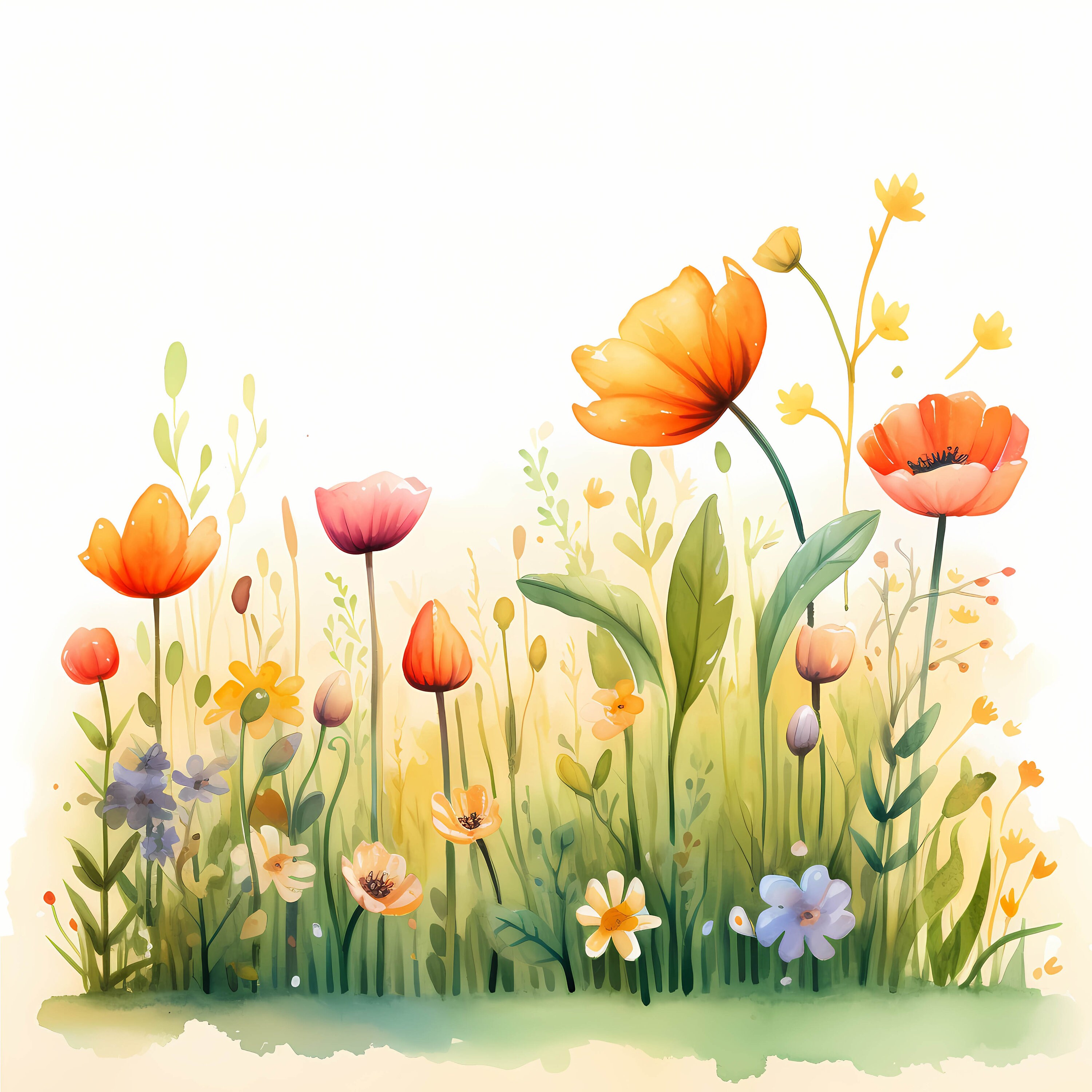 Spring Flowers Watercolor Clipart, Watercolor Floral Daisy Bundle ...