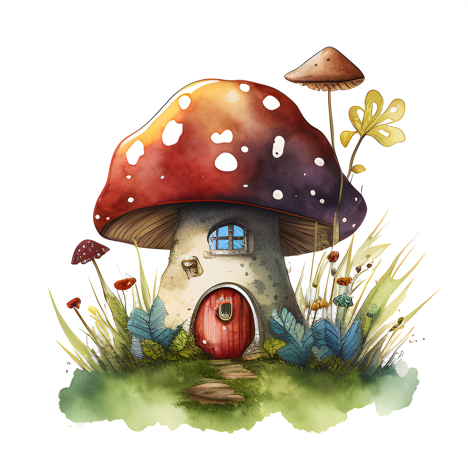 Watercolor Mushrooms Clipart, Cute Forest Nature Toadstool Clipart ...