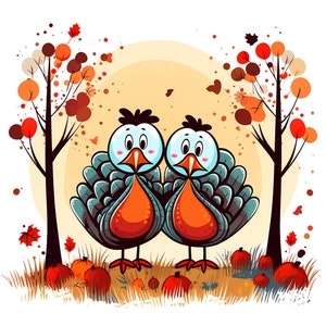 Thanksgiving Cute Turkey Portrait PNG Watercolor Clipart, Thanksgiving ...