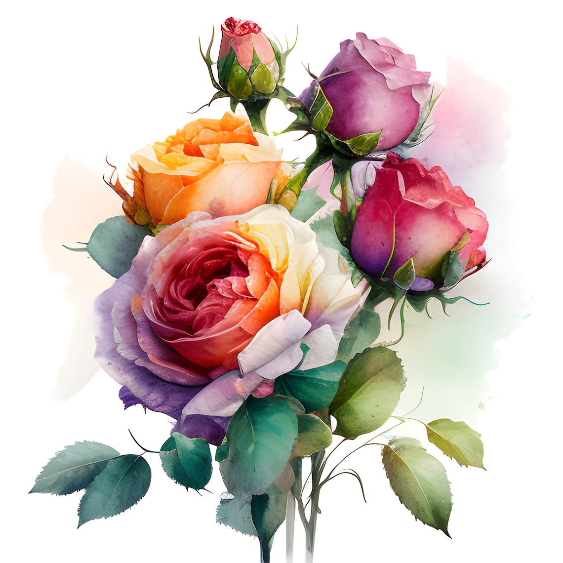 Rose Watercolor Clipart Watercolor Floral Clipart Rose - Etsy