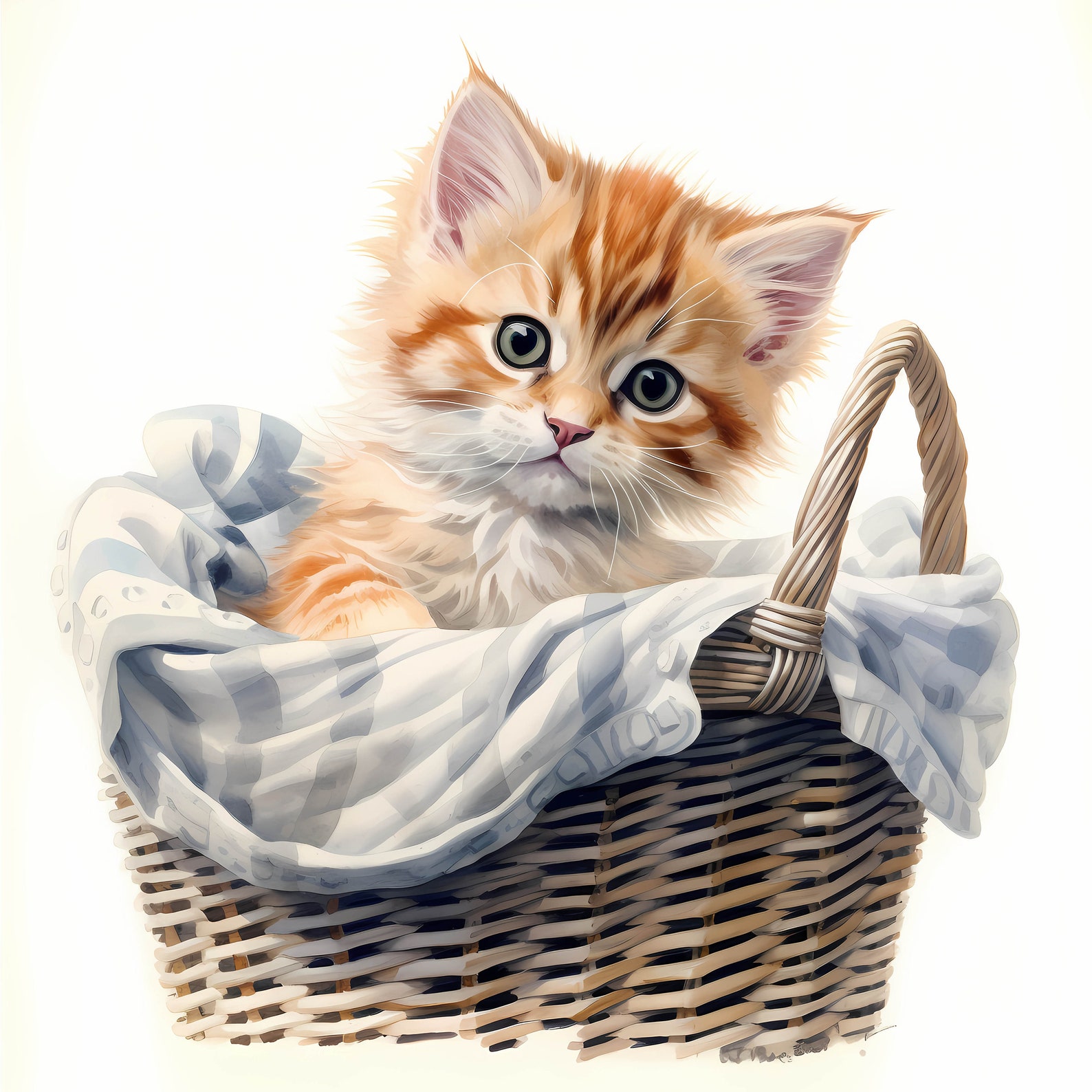 Cute Kitten Watercolor Clipart, Funny Cat Clipart, Sublimation Design ...