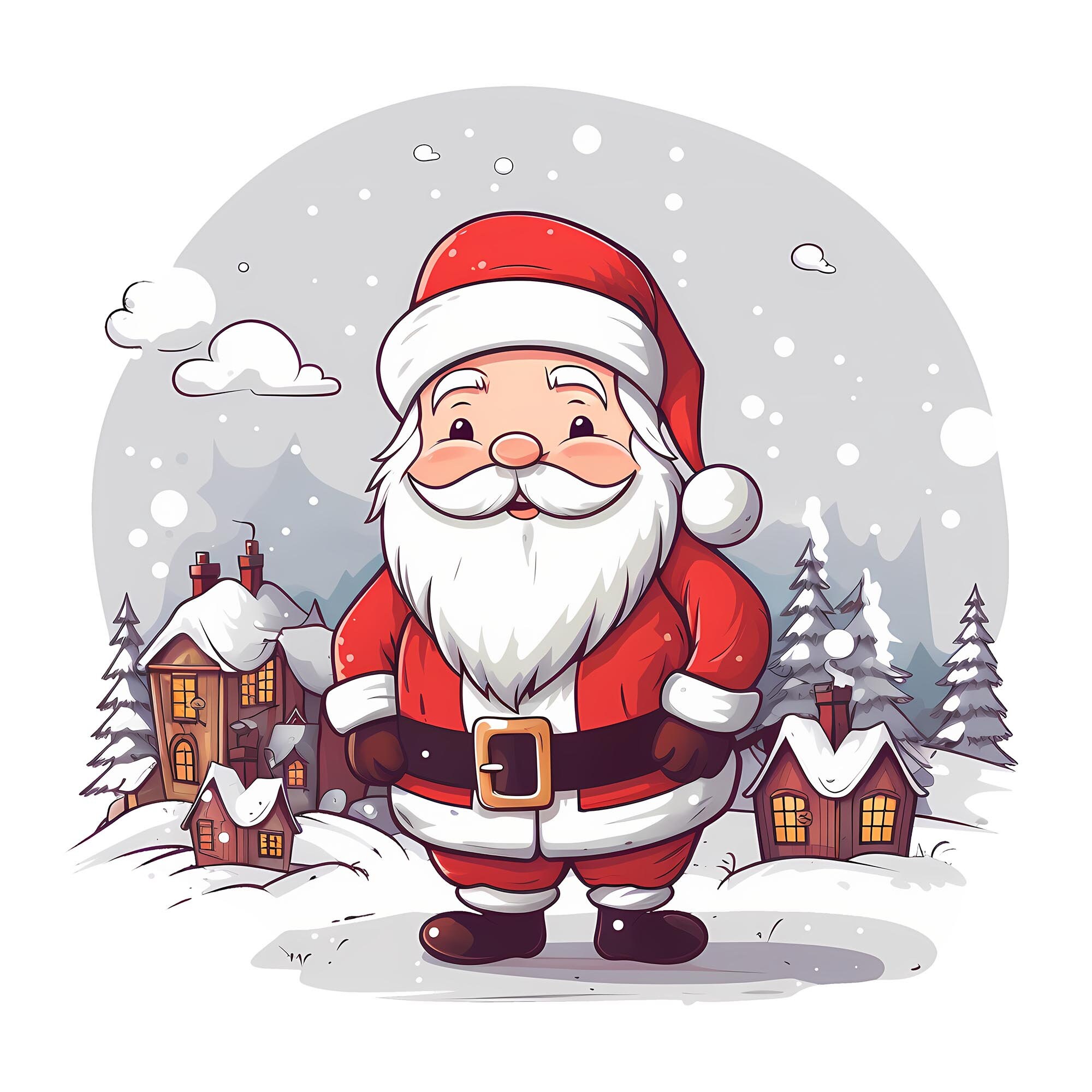 Watercolor Santa PNG Clipart Bundle, Cute Santa Christmas Watercolor ...