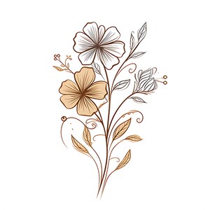 Watercolor Boho Simple Flowers, Bohemian Flowers Beige Bouquet Clipart ...