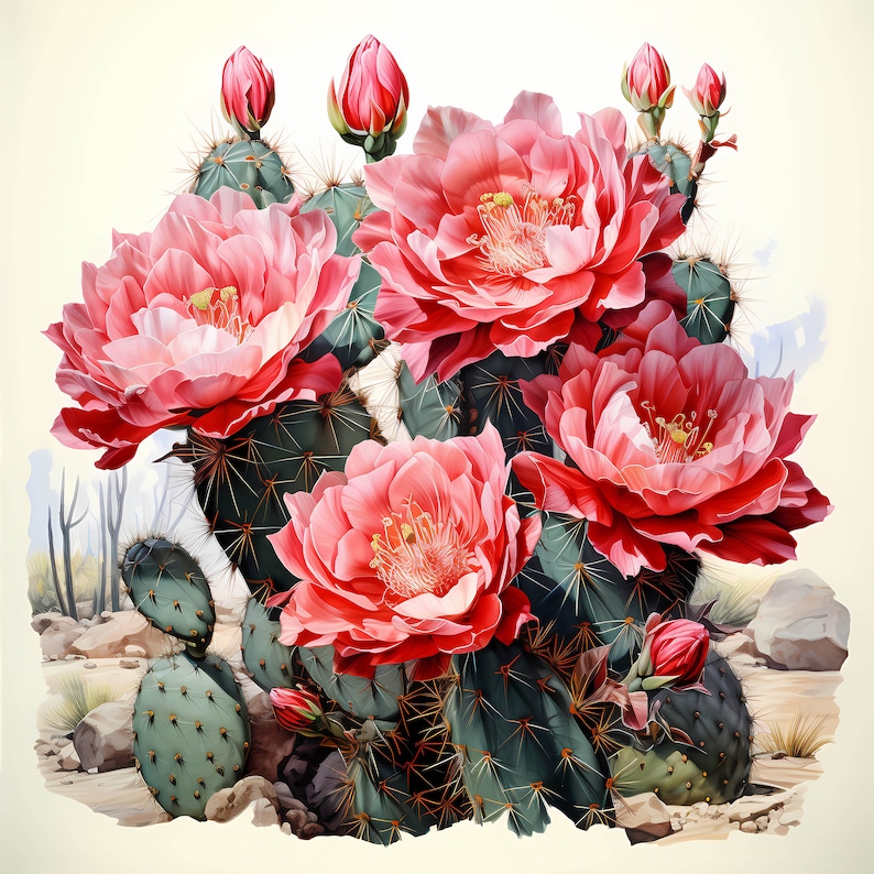 Cactus in Desert Watercolor Clipart Bundle, Watercolor Floral Clipart ...