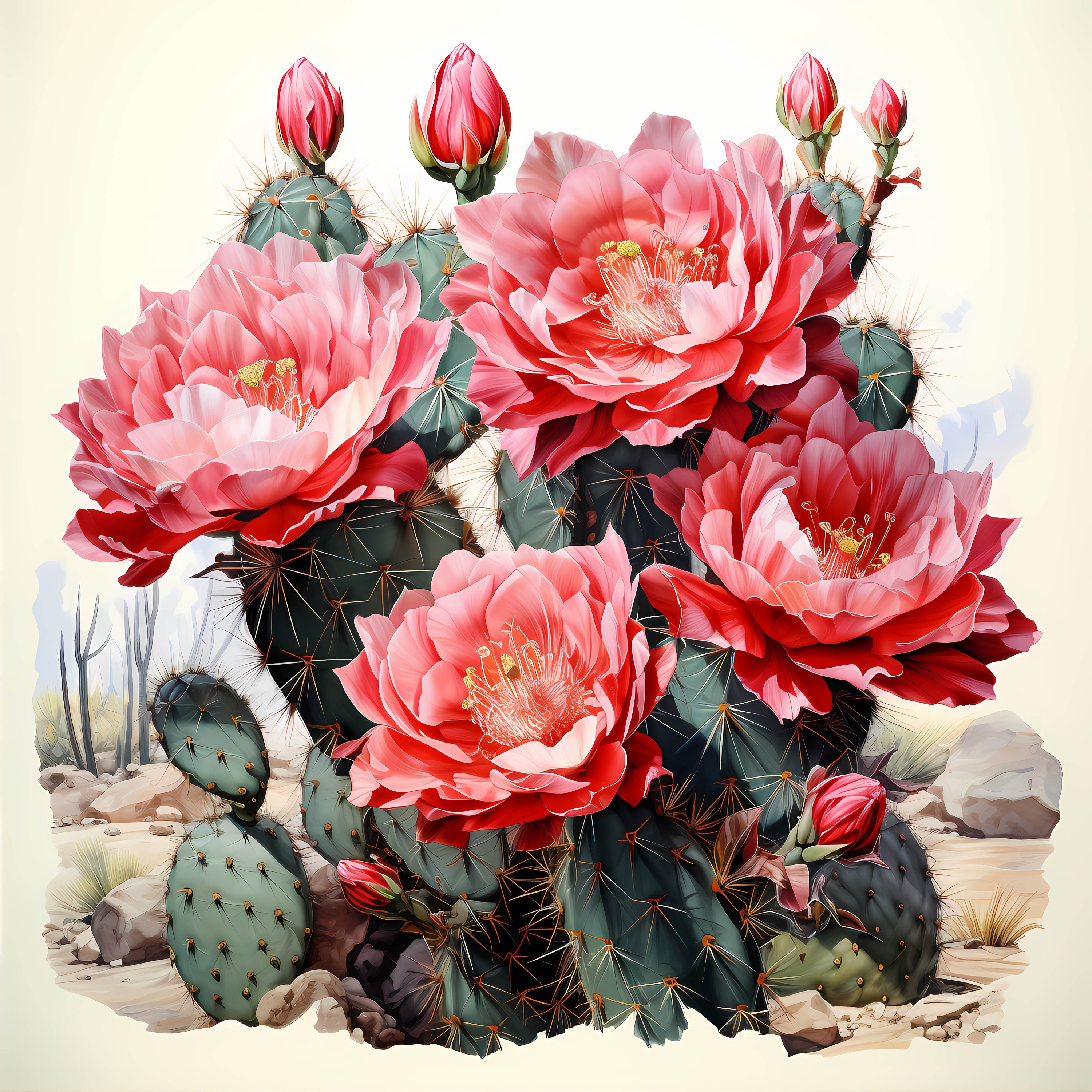 Cactus in Desert Watercolor Clipart Bundle, Watercolor Floral Clipart ...