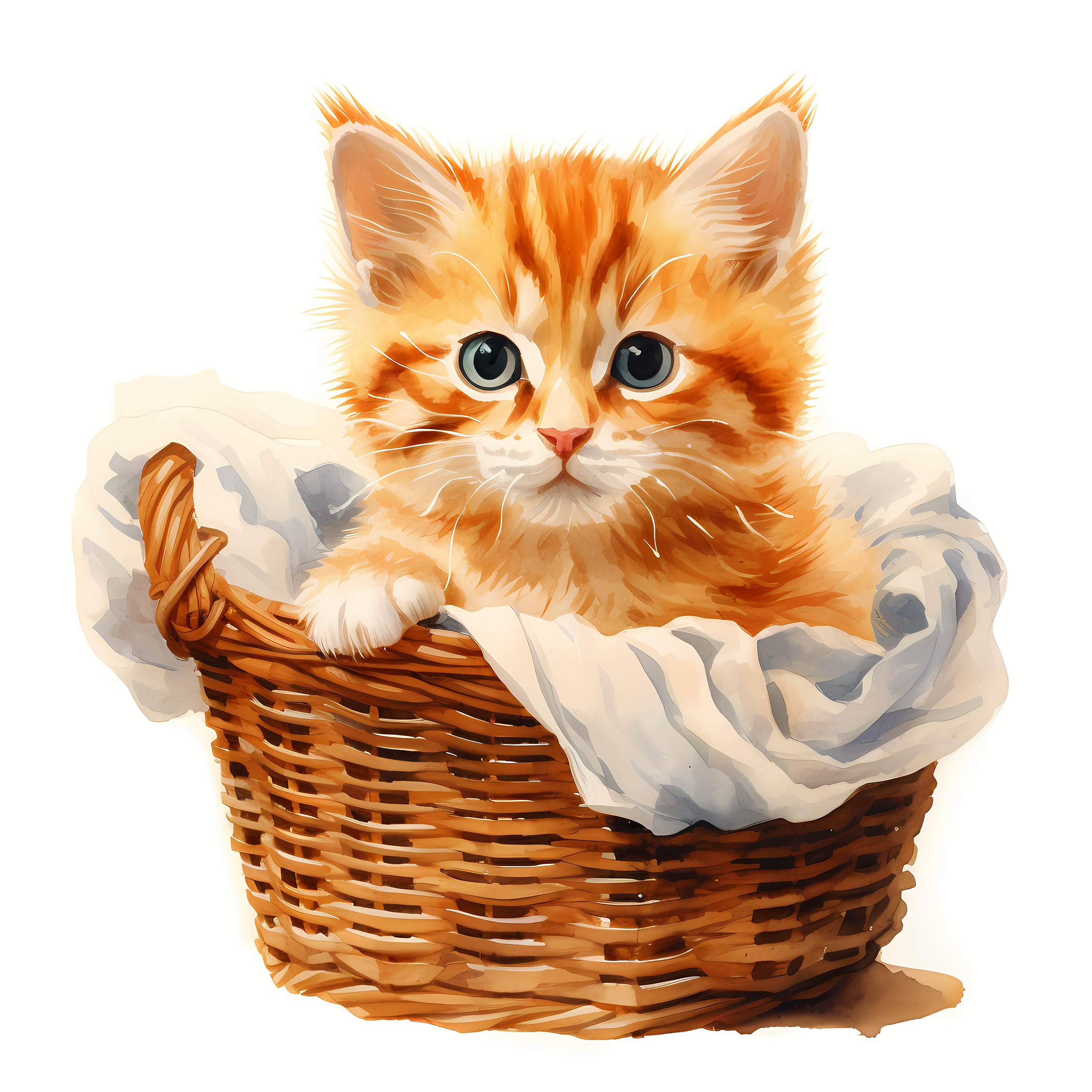 Cute Kitten Watercolor Clipart, Funny Cat Clipart, Sublimation Design ...