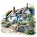 Cornish Cottage Watercolor Clipart, Cottagecore Watercolor Set, Cornish ...