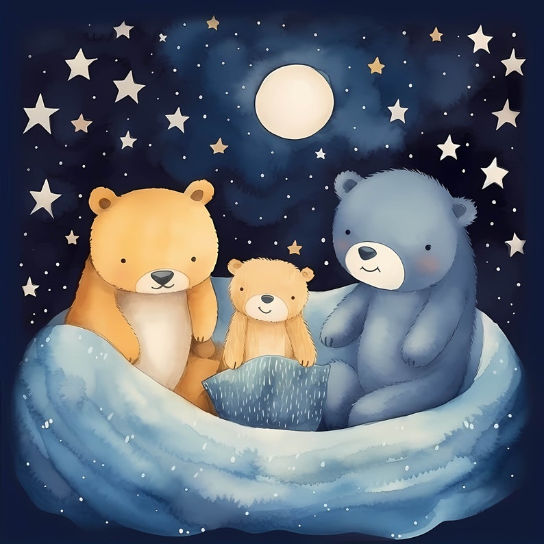 Adorable Sleeping Teddy Bear Clipart Bundle Cute Sleeping - Etsy