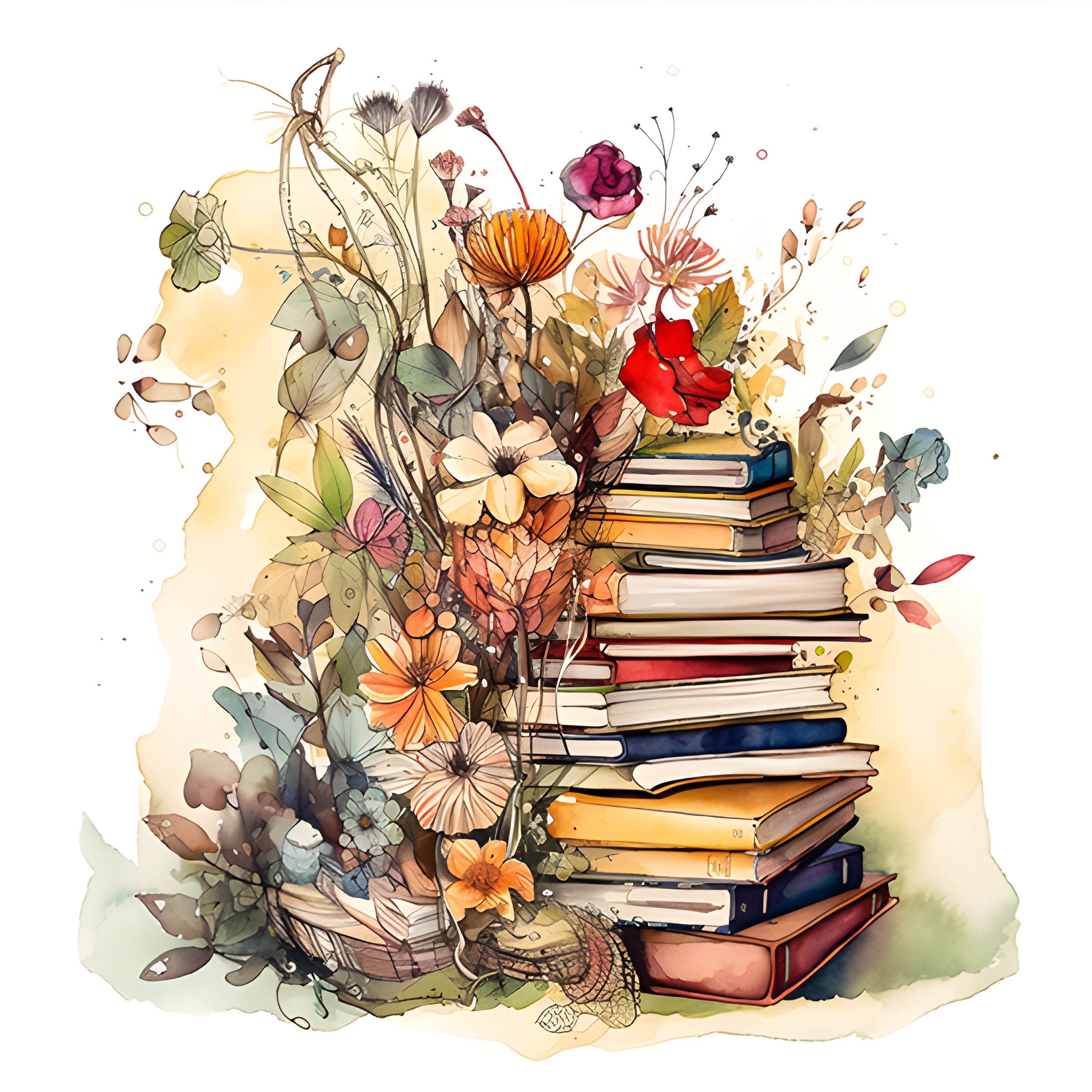 Watercolor Stack of Fantasy Books Clipart Fantasy Books and - Etsy