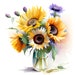 Sunflower Bouquet Watercolor Clipart, Watercolor Floral Clipart ...