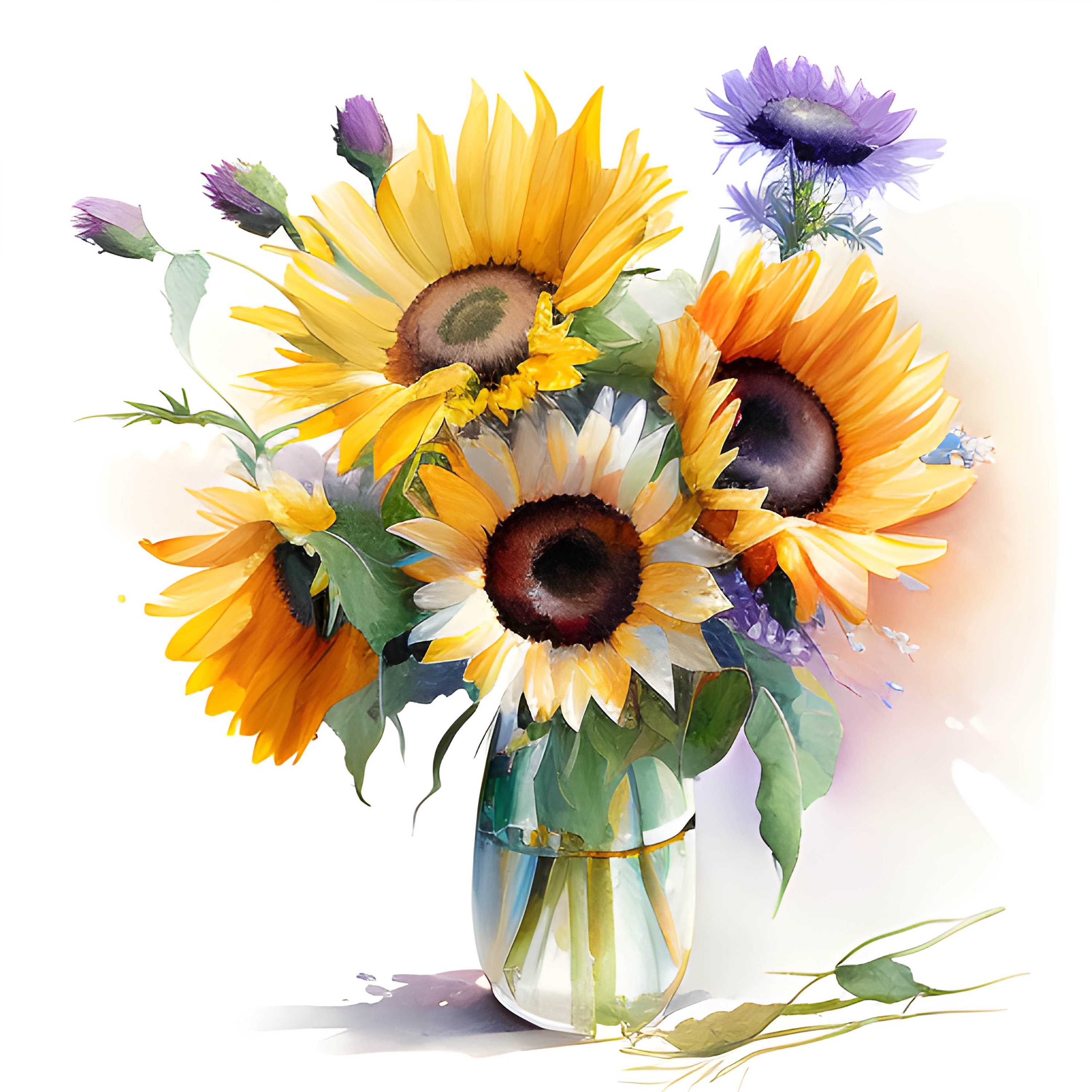 Sunflower Bouquet Watercolor Clipart Watercolor Floral - Etsy