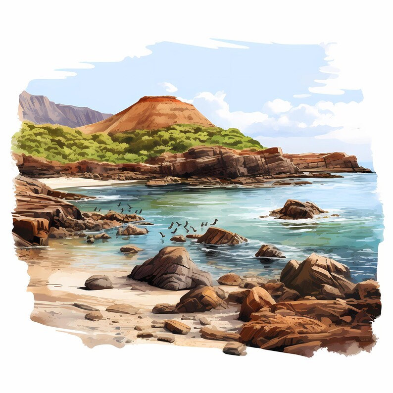 Galapagos National Park Watercolor Sketch Art Bundle, Galapagos ...