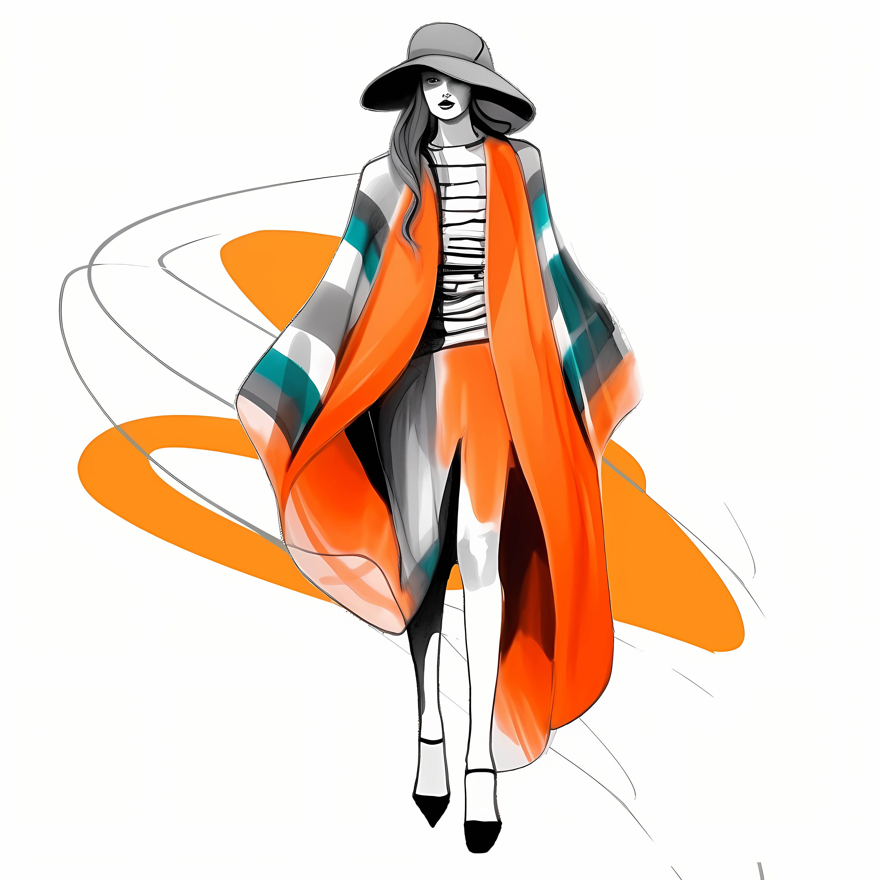 Watercolor Vibrant Fashion Girl Clipart Modern Street Fashion - Etsy