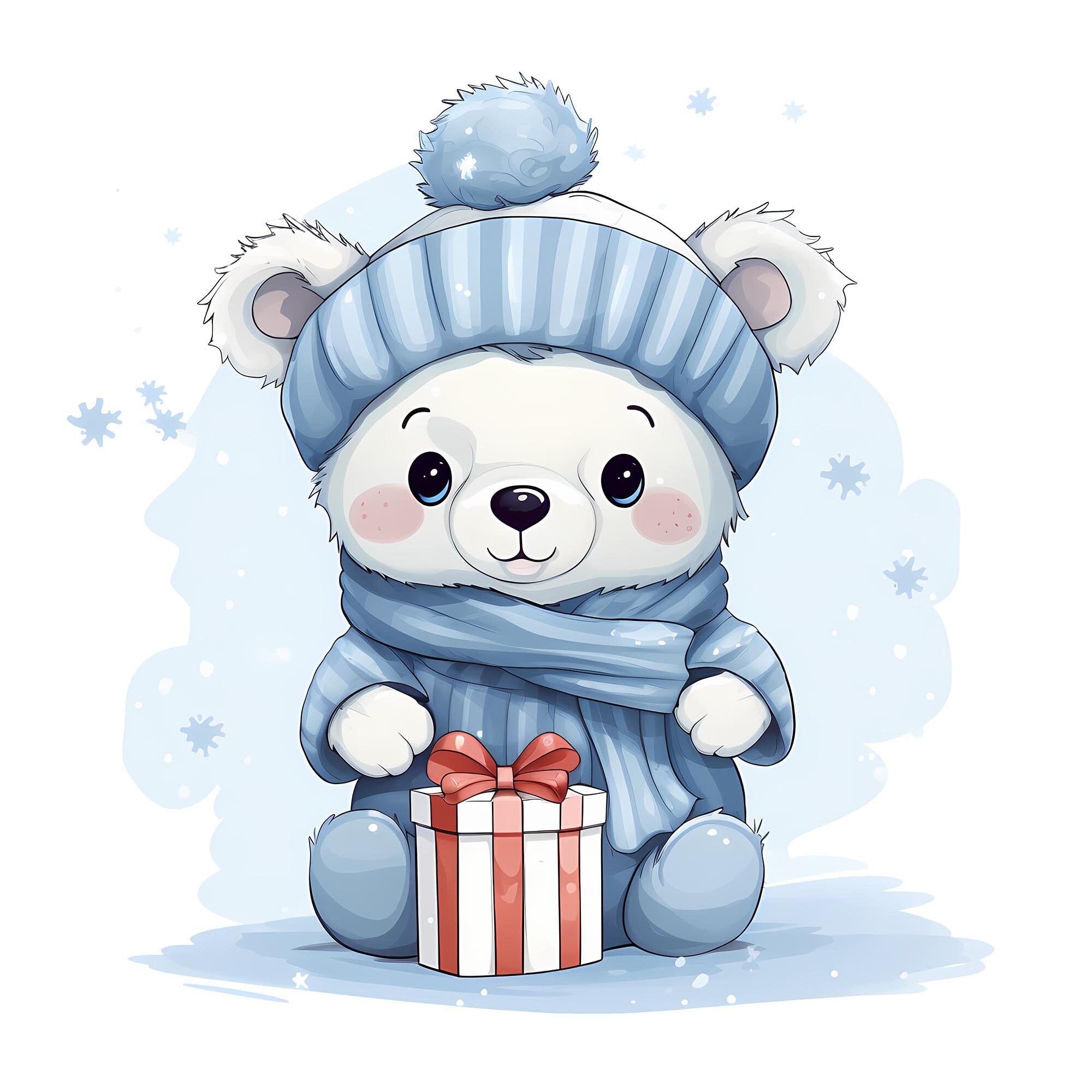 Cute Blue Teddy Bear Watercolor PNG Clipart, Teddy Bear Birthday ...