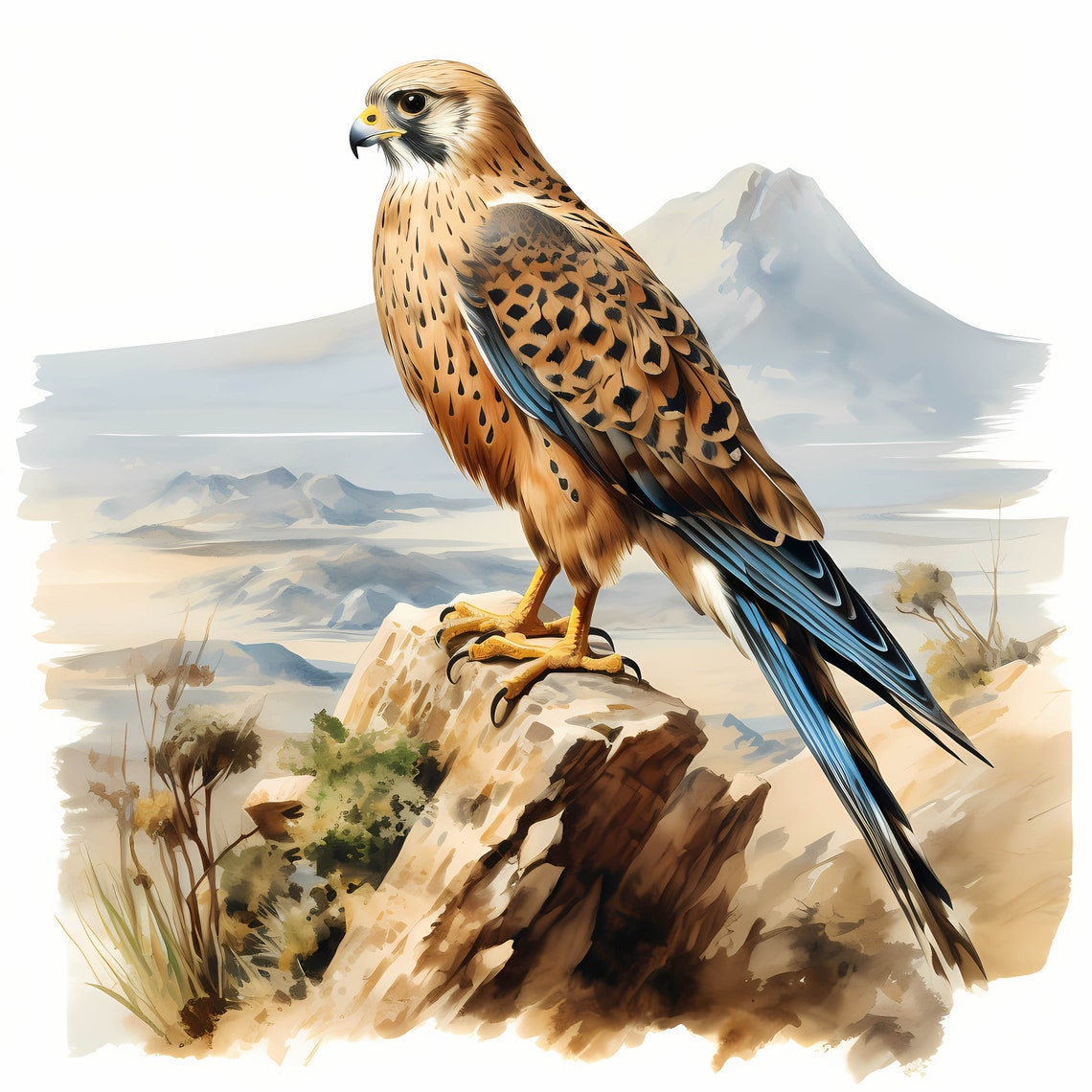 Kestrel Watercolor Clipart Bundle, Cute Colorful Kestrel Set, Nursery ...