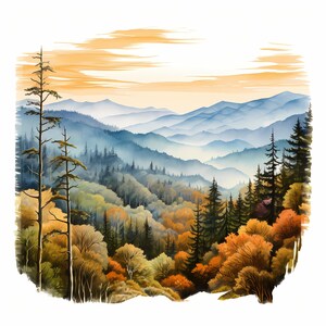 Great Smoky Mountains National Park Watercolor Sketch Art Bundle ...