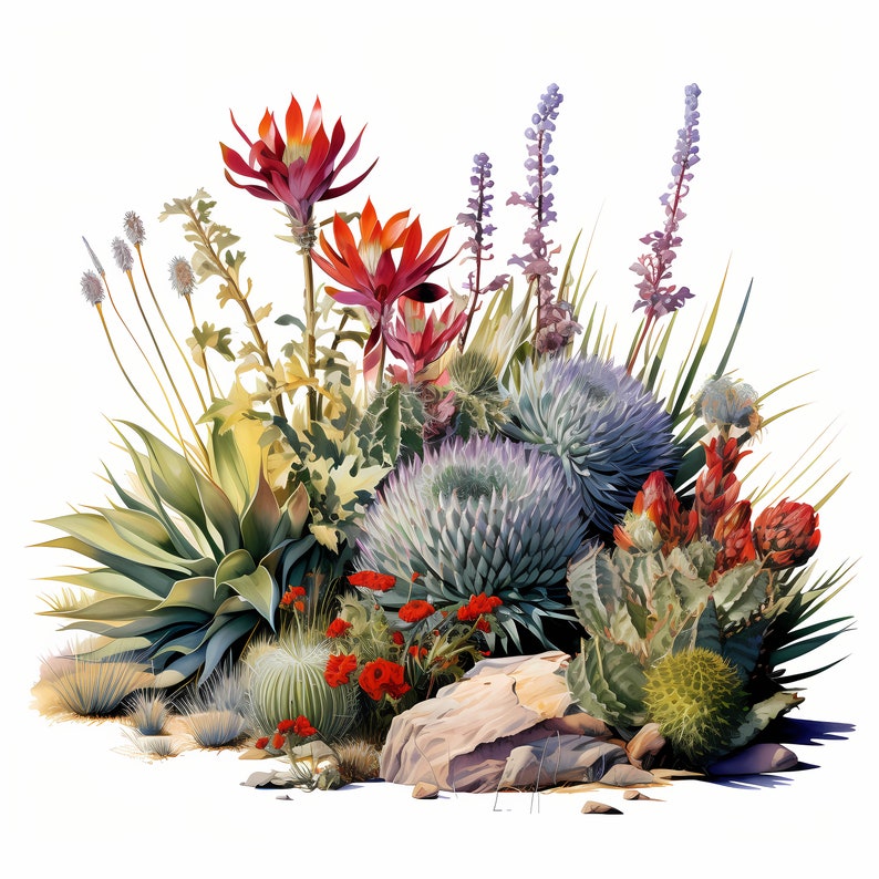 California Native Plants Clipart Bundle, Floral Colorful Sketch Clipart ...