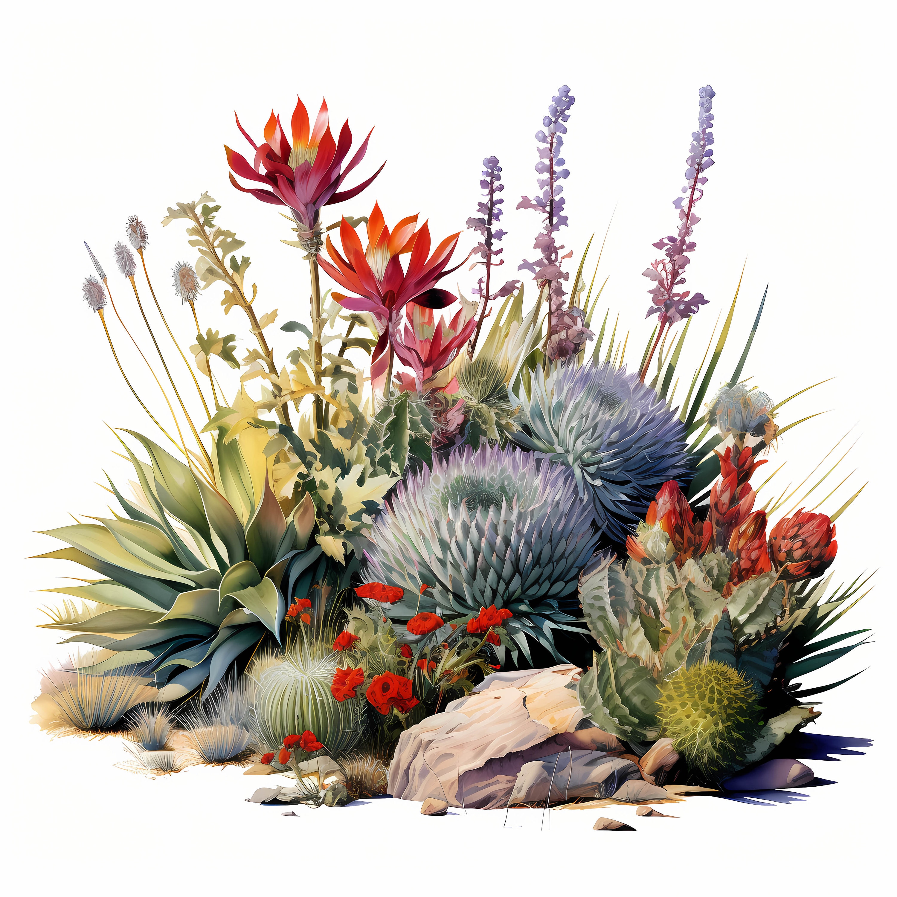 California Native Plants Clipart Bundle, Floral Colorful Sketch Clipart ...