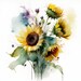 Sunflower Bouquet Watercolor Clipart, Watercolor Floral Clipart ...