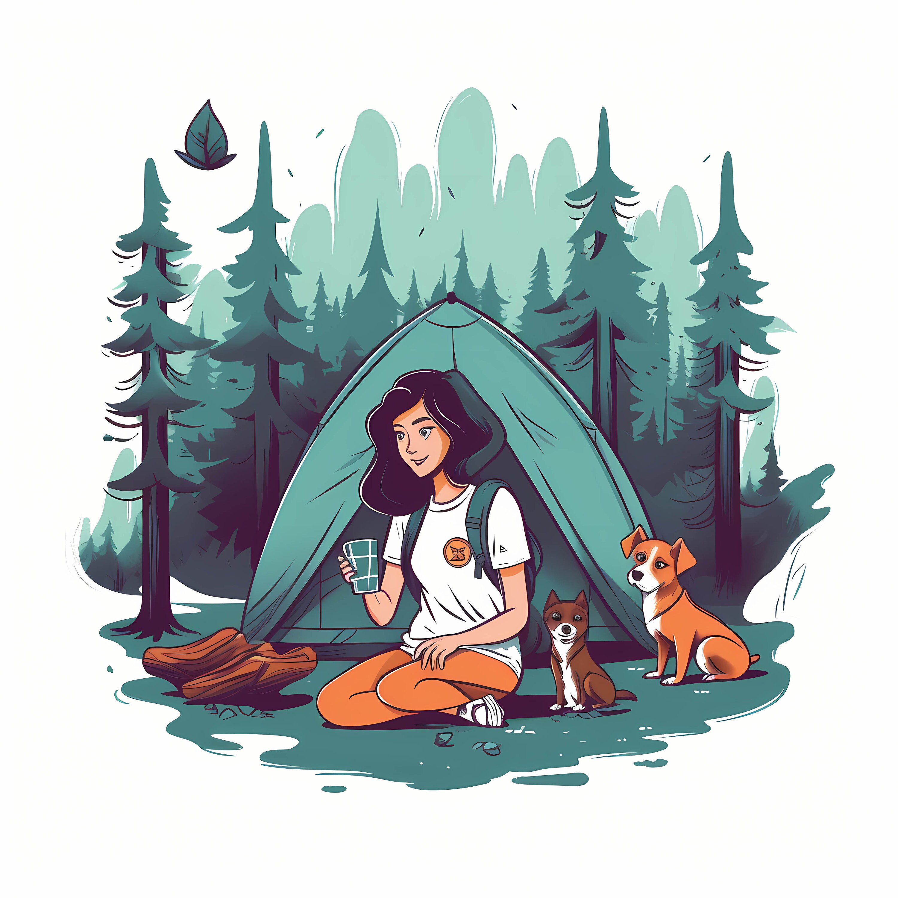 Camping Picnic Drawing Clipart Bundle Person Camping With - Etsy