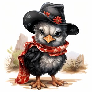 Cute Cowboy Chicken Illustration Bundle, Cowboy Chicken Printable ...