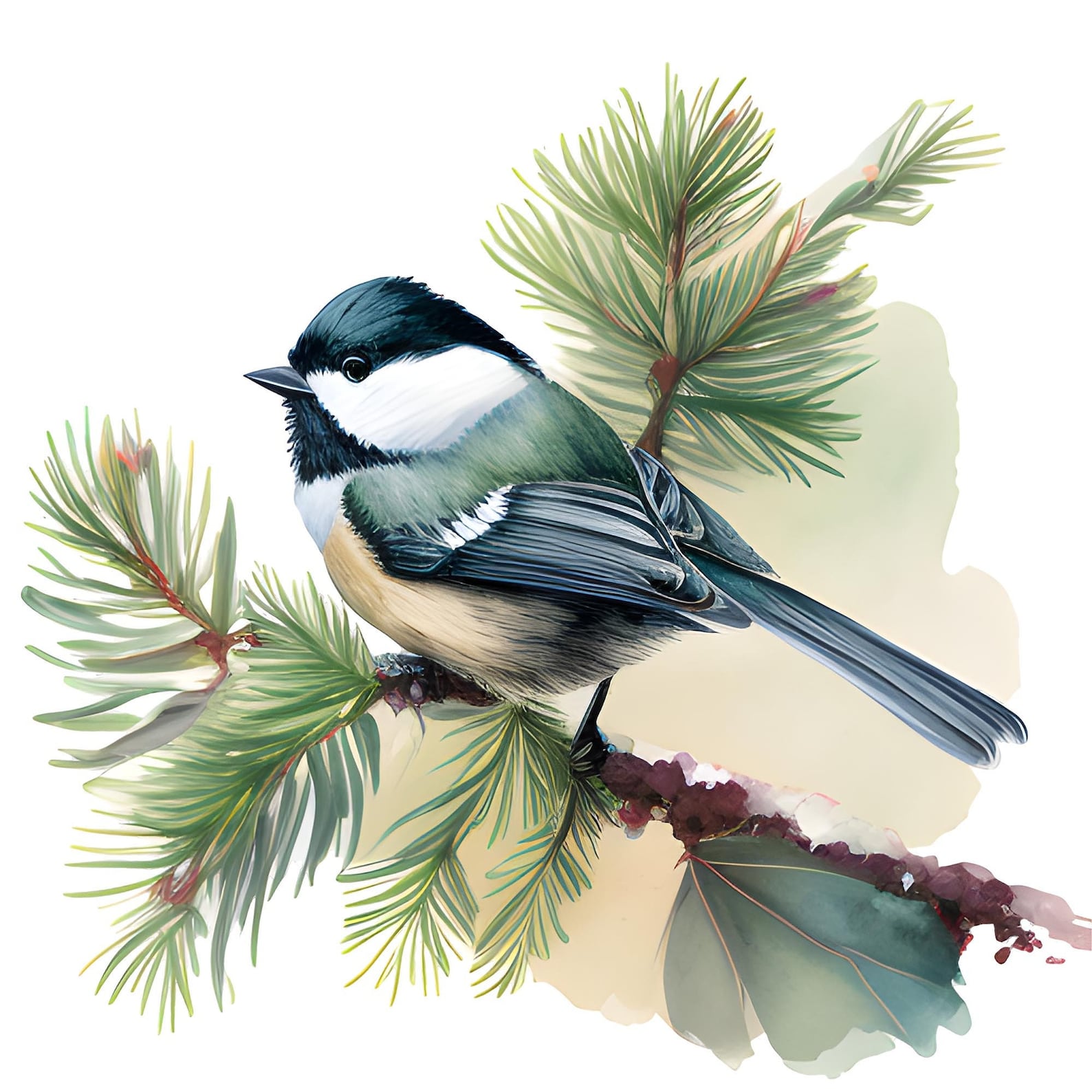 Chickadee Bird Watercolor PNG Clipart Bundle, Cute Colorful Chickadee ...