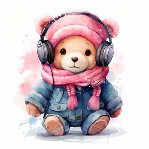 Adorable Teddy Bear Watercolor Clipart Bundle, Cute Teddy Bear ...