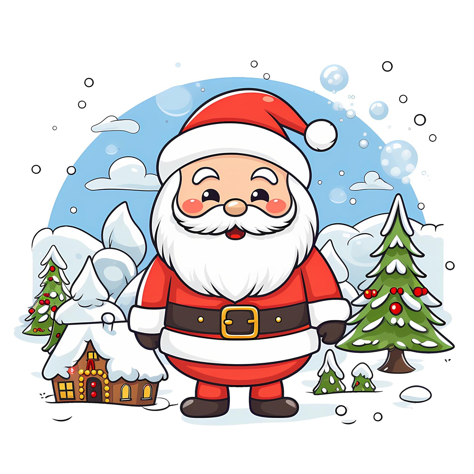 Watercolor Santa PNG Clipart Bundle, Cute Santa Christmas Watercolor ...