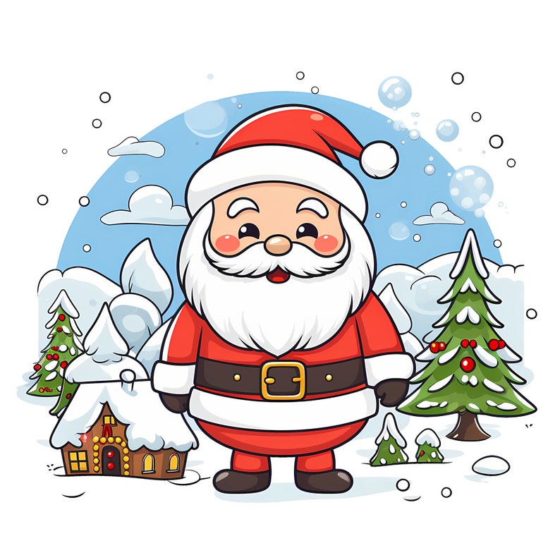 Watercolor Santa PNG Clipart Bundle, Cute Santa Christmas Watercolor ...