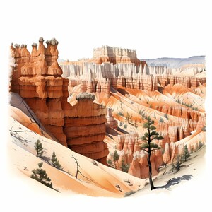 Bryce Canyon National Park Watercolor Sketch Art Bundle, Bryce Canyon ...