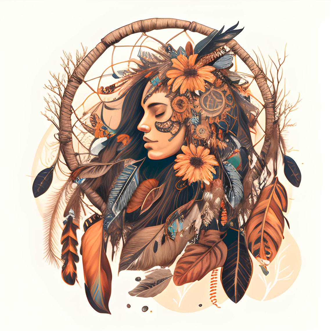 Boho Watercolor Dreamcatchers Clipart Tribal Feathers Boho - Etsy