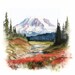 Mount Rainier National Park Watercolor Sketch Art, Mount Rainier ...