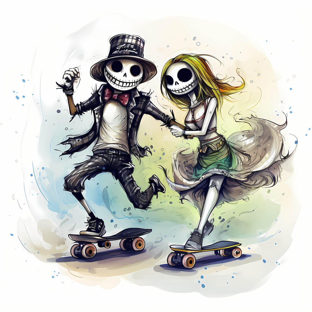 Halloween Spooky Romantic Couple Watercolor Clipart, Halloween Spooky ...