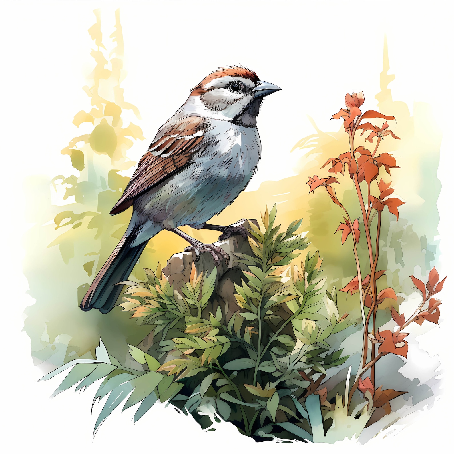 Sparrow Watercolor Clipart Bundle, Colorful Sparrow Set, Nursery Decor ...