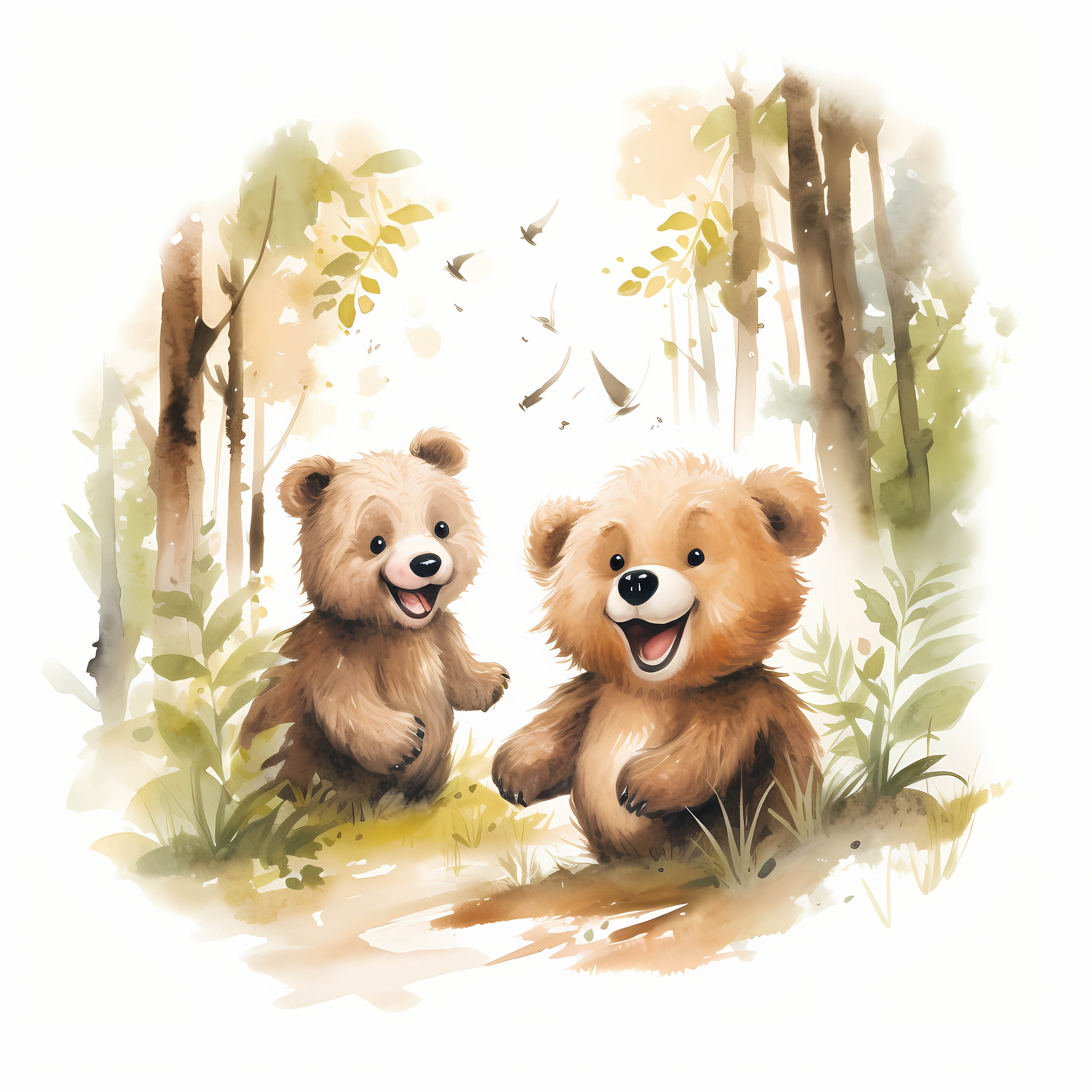 Adorable Teddy Bear Watercolor Clipart Bundle Cute Kawaii - Etsy