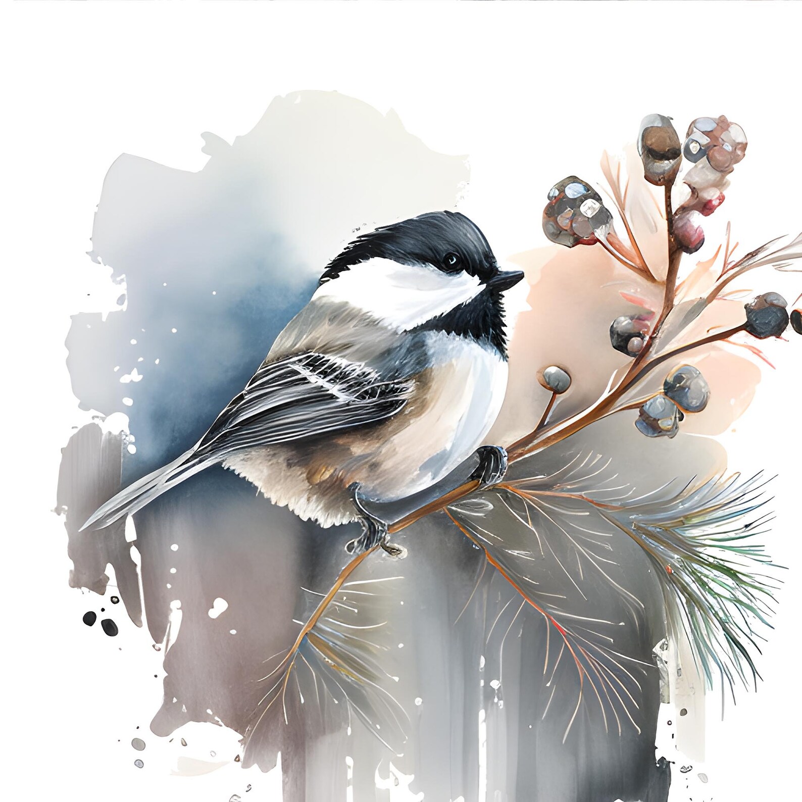Chickadee Bird Watercolor PNG Clipart Bundle, Cute Colorful Chickadee ...