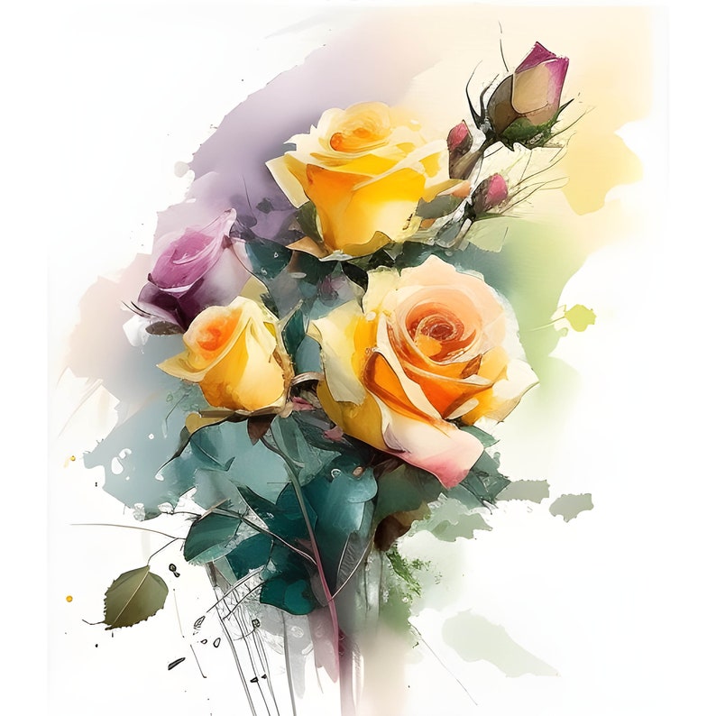 Yellow Rose Watercolor Clipart Watercolor Floral Clipart - Etsy