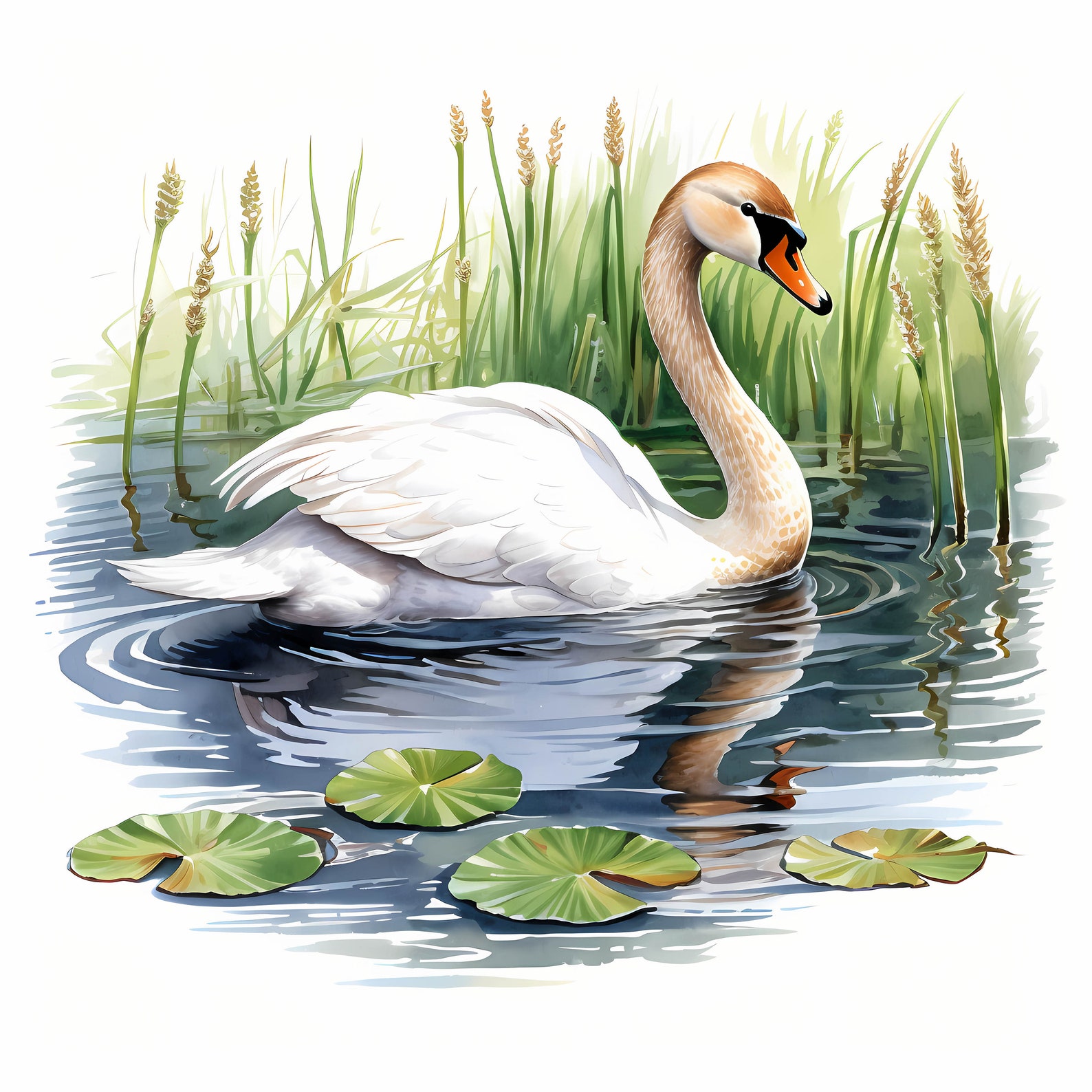 Swan Watercolor Clipart Bundle, Cute Colorful Swan Set, Nursery Decor ...