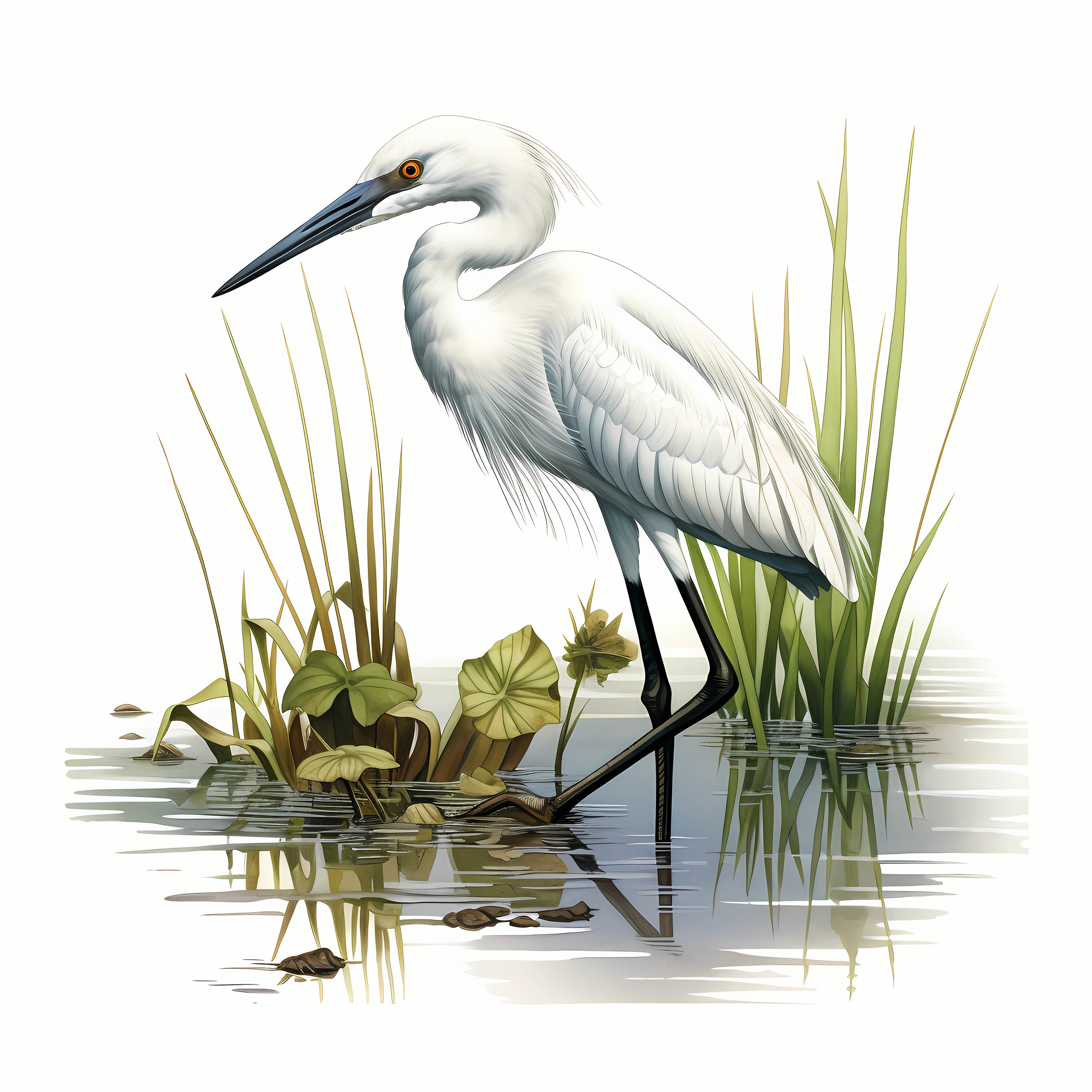 Little Egret Bird Watercolor Clipart Bundle Colorful Little - Etsy