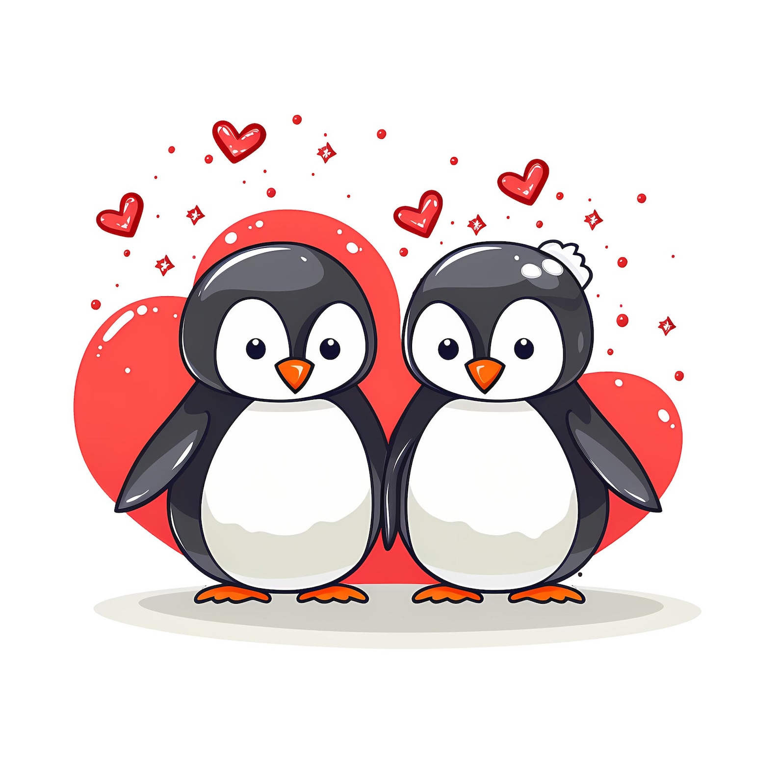 Cute Penguin Couple Watercolor PNG Clipart, Happy Penguin Couple ...