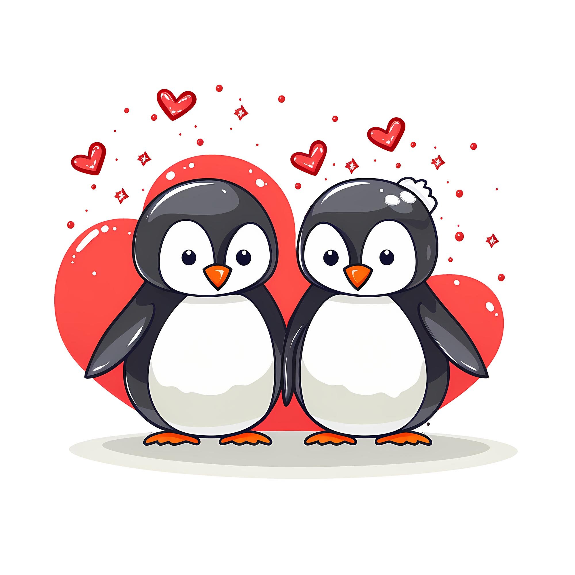 Cute Penguin Couple Watercolor PNG Clipart, Happy Penguin Couple ...