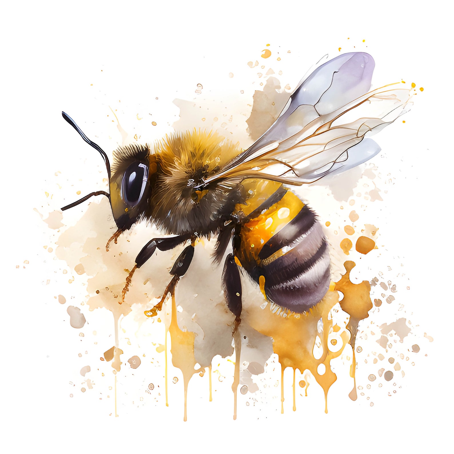 Watercolor Bumblebee Clipart, Cute Garden Honey Bee Clipart, Nursery ...