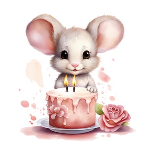 Cute Mouse With Birthday Cake PNG Clipart Bundle, Birthday Cake With ...