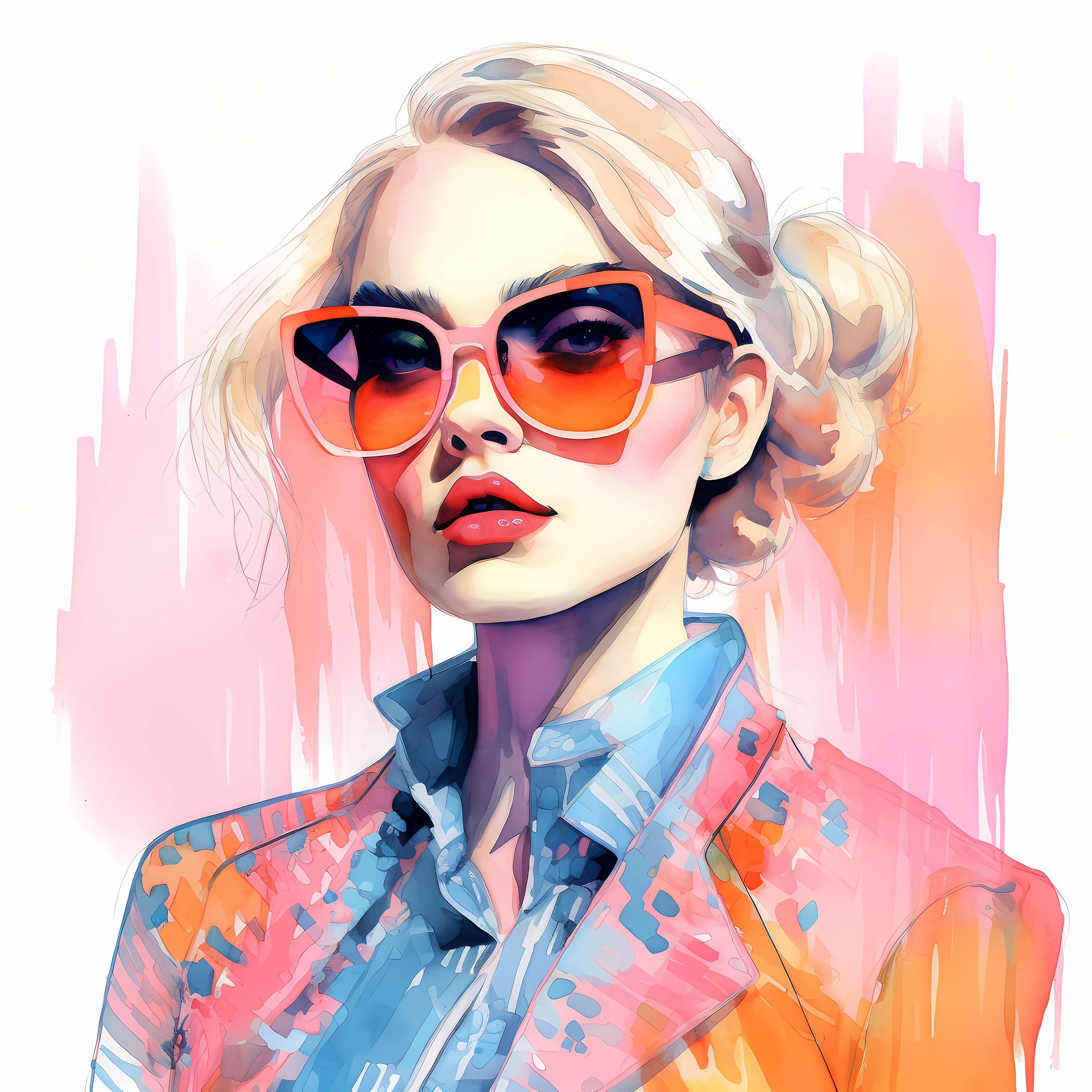 Watercolor Pastel Pencil Sketch Stylish Fashion Girl Clipart, Modern ...