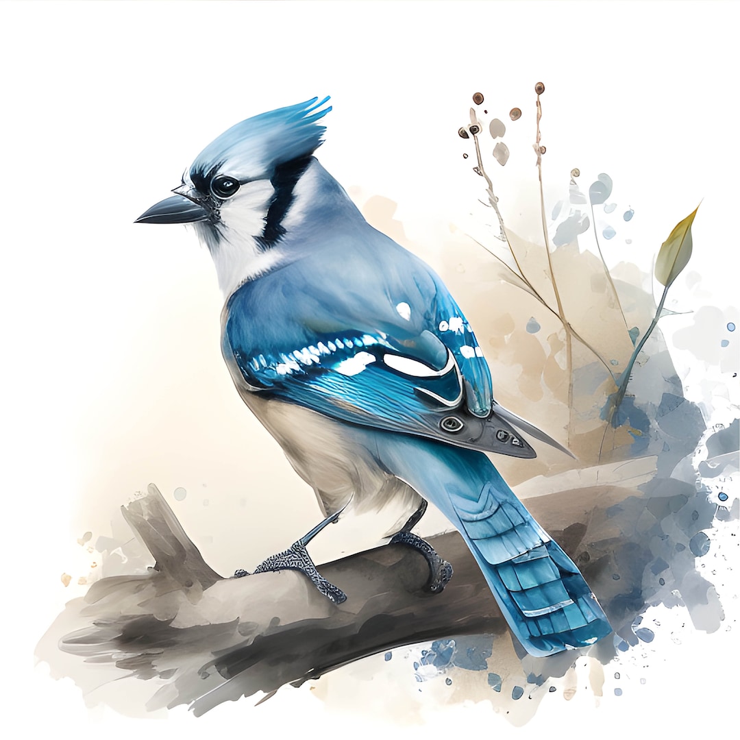 Watercolor Blue Jay Bird Clipart, Blue Jay Bird Set, Cute Colorful Bird ...