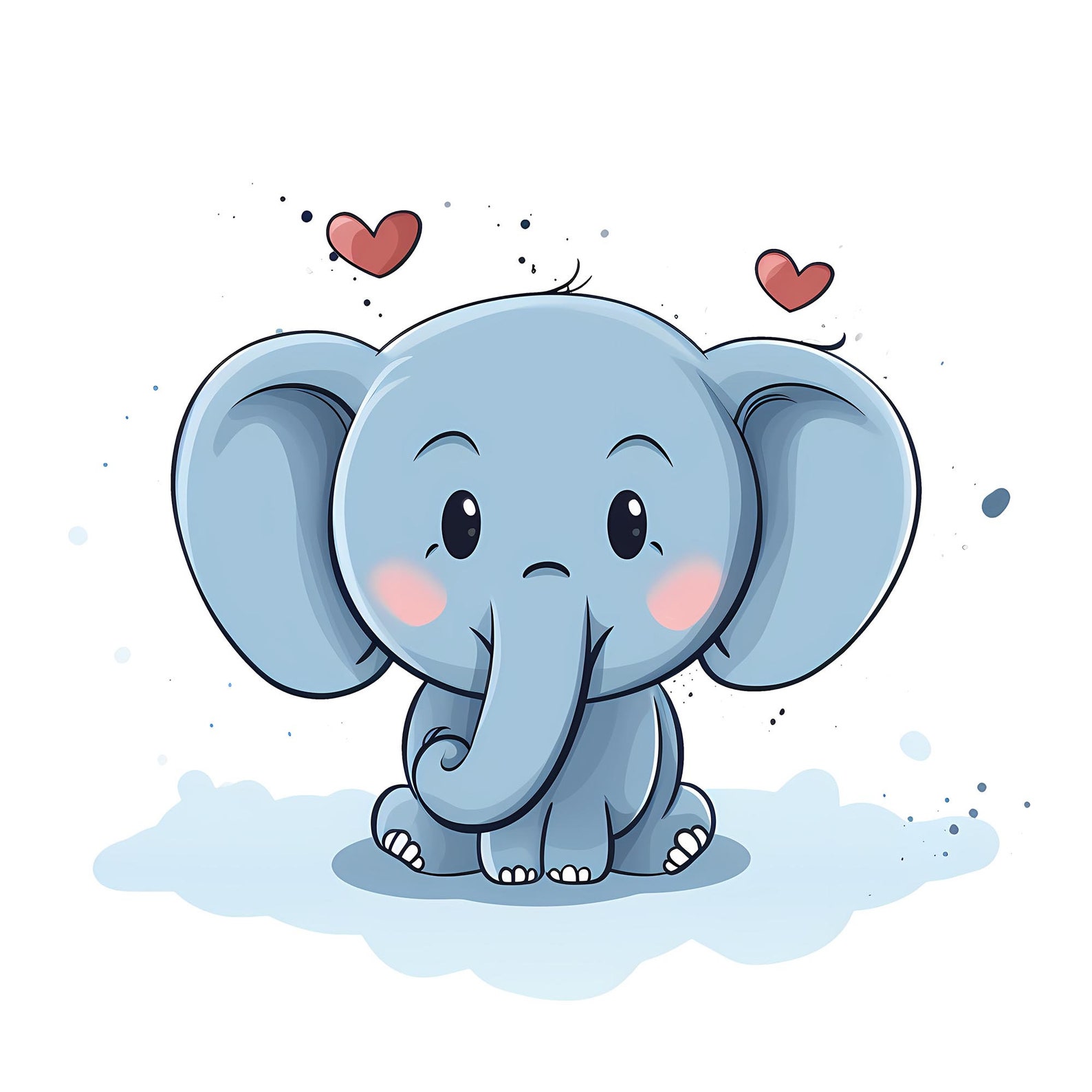 Cute Blue Elephant Watercolor PNG Clipart, Blue Elephant Birthday ...