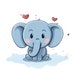 Cute Blue Elephant Watercolor PNG Clipart, Blue Elephant Birthday ...